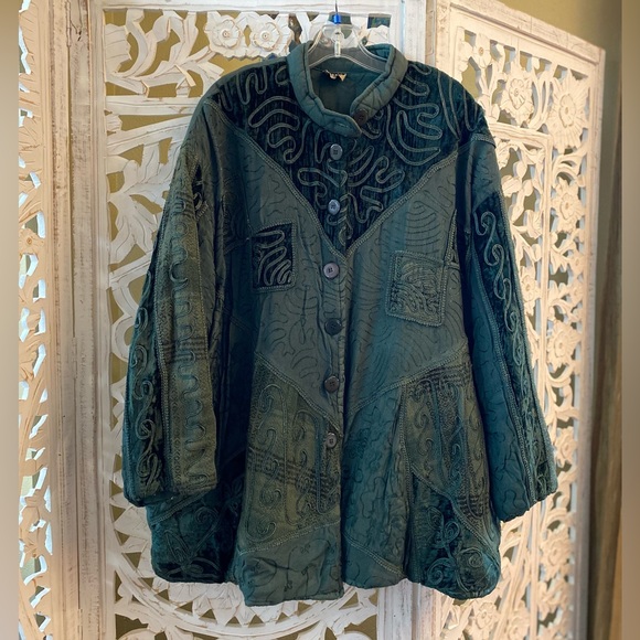 At First | Jackets & Coats | Rare Retro Bohemian Forest Green Oversized ...